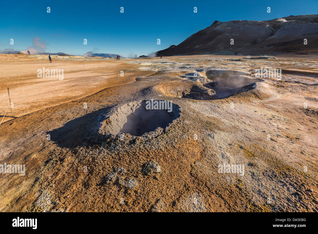 Steaming Fumaroles at Namaskard geothermal area, Iceland Stock Photo ...
