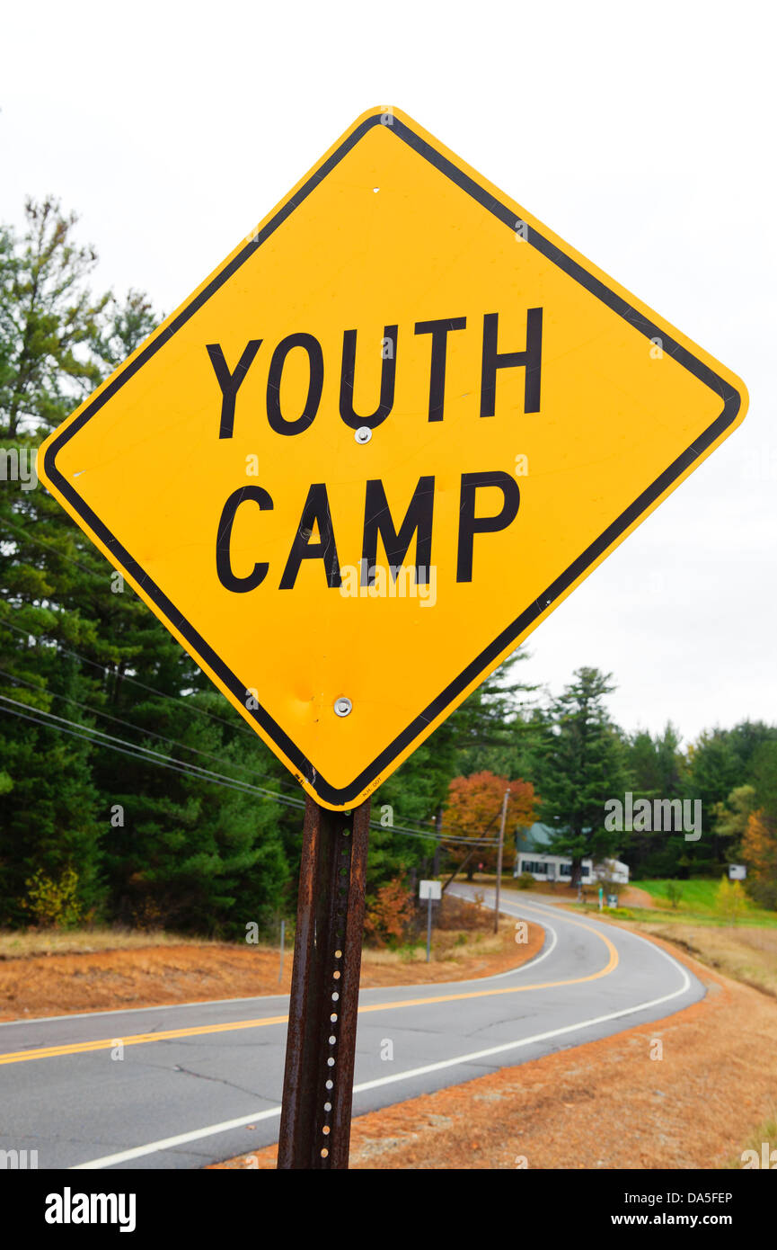 Youth camp road sign in New Hampshire, USA Stock Photo - Alamy