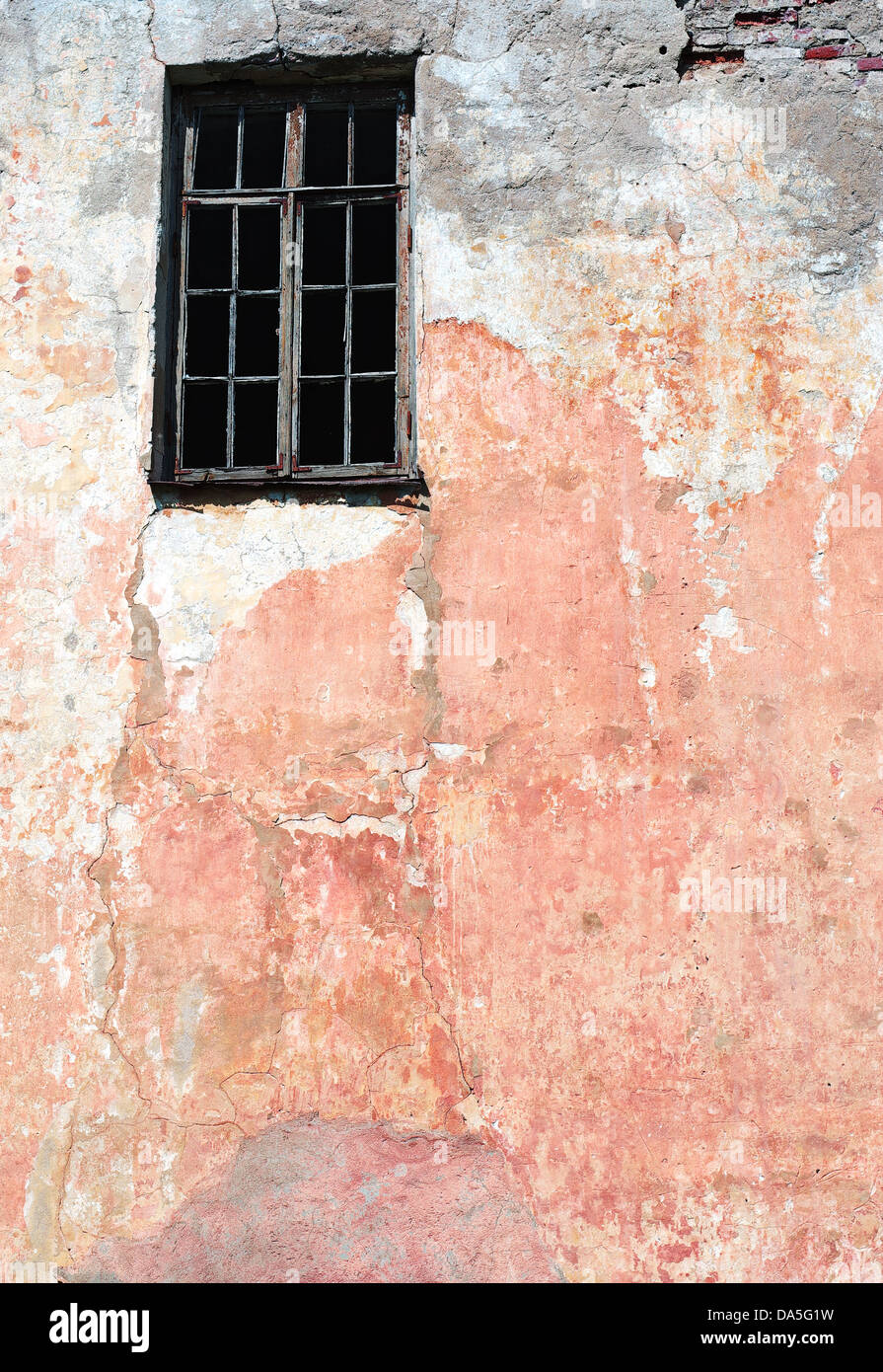 Old wall of the house with a wooden window Stock Photo - Alamy