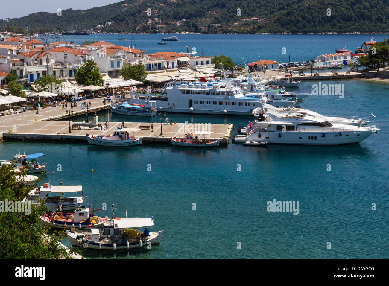 Greece, Sporades, Skiathos town harbour Stock Photo - Alamy
