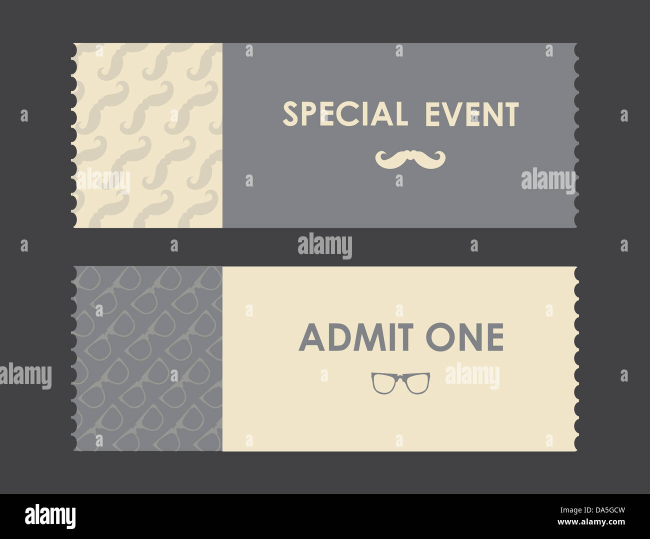vector paper ticket with hipster elements Stock Photo - Alamy