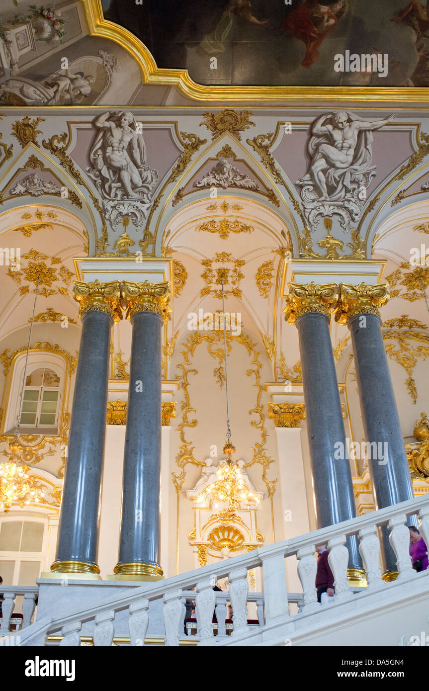 Ornately decorated room within the State Hermitage Museum with high ...