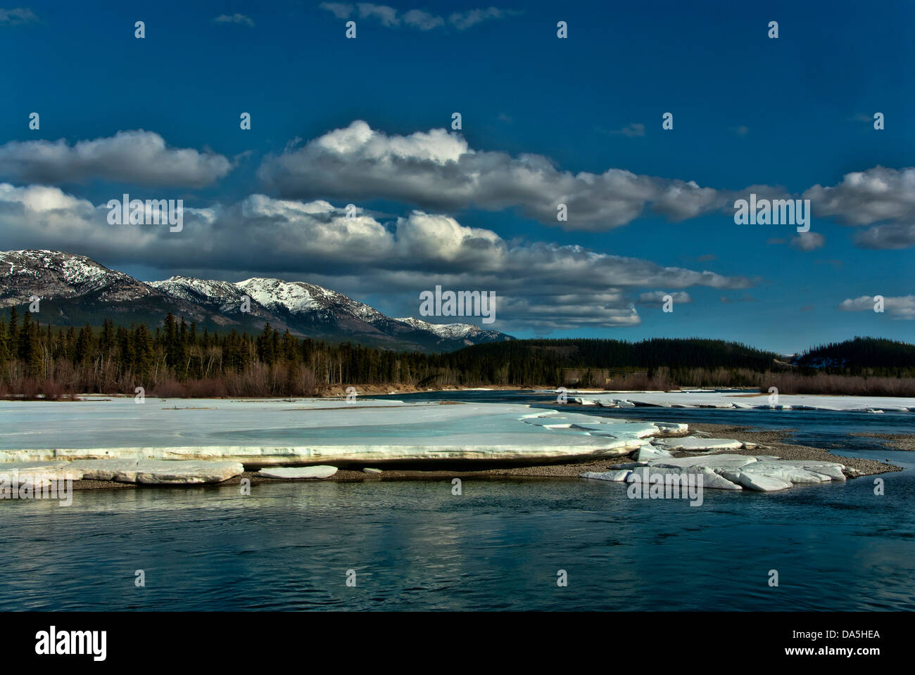 ice, breakup, Yukon river, Whitehorse, Yukon, Canada, river, landscape ...