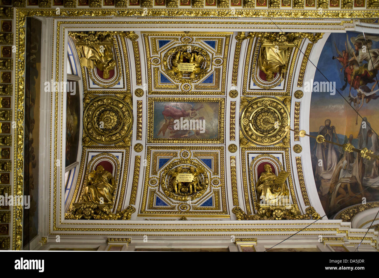 Decorative, gold ceiling in interior of Cathedral of St Isaac, largest ...