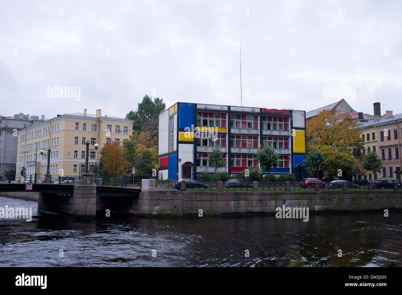Apartments painted in the style of Piet Mondrian in St Petersburg Stock ...