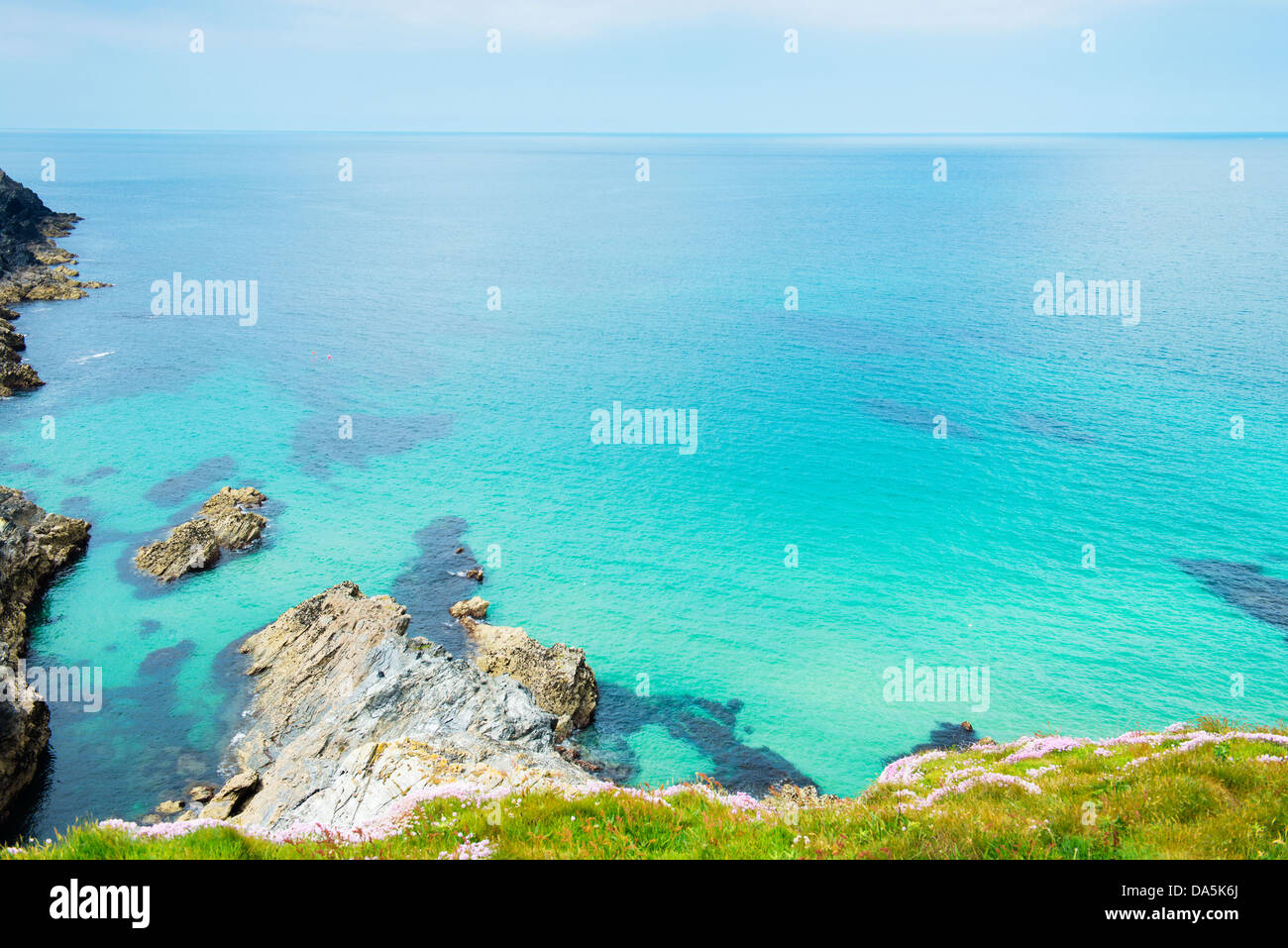Clear blue sea at Newquay Cornwall Stock Photo - Alamy