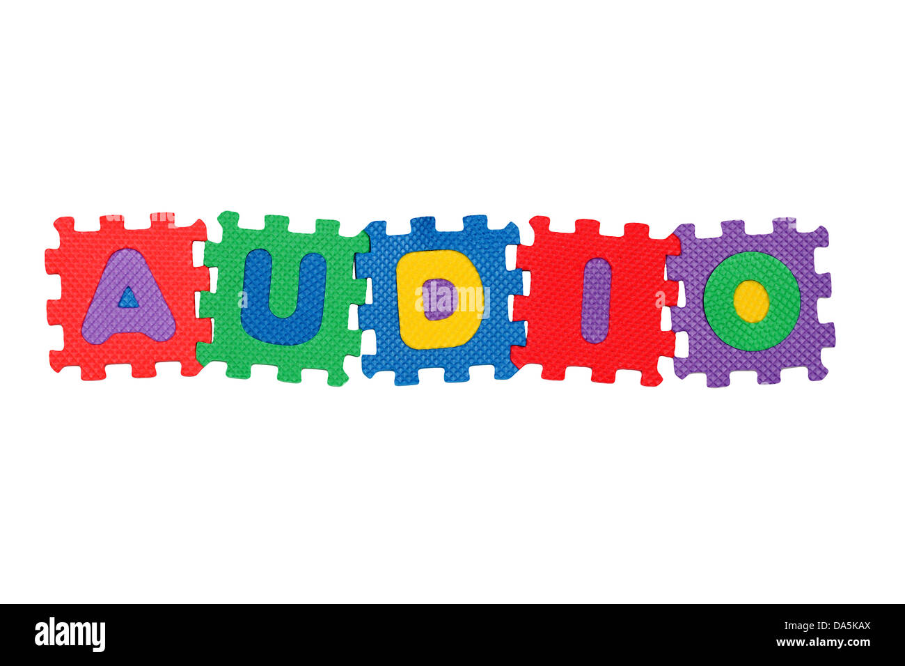 Word Audio, from letter puzzle, isolated on white background Stock ...