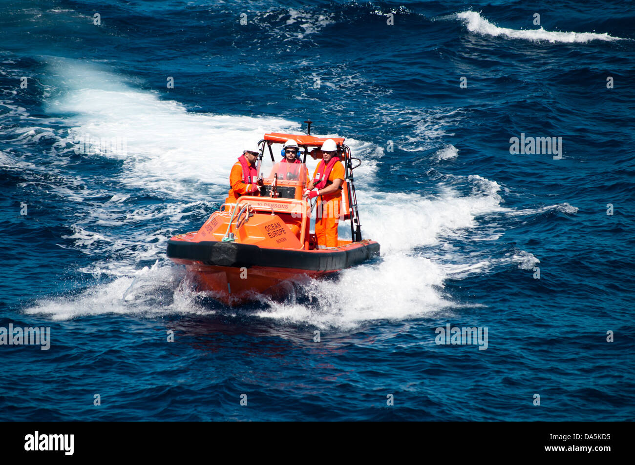 FRC Fast rescue from a seismic vessel craft boat in offshore area Stock ...