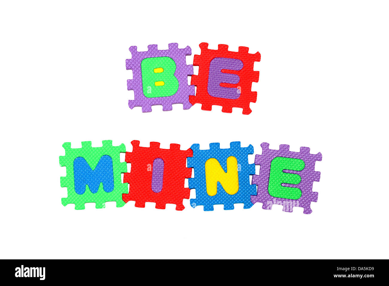 Message Be Mine, from letter puzzle, isolated on white background Stock ...