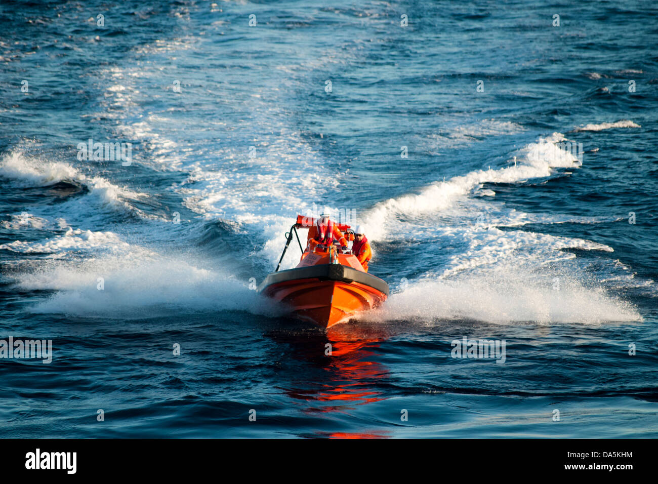 FRC Fast rescue from a seismic vessel craft boat in offshore area Stock ...