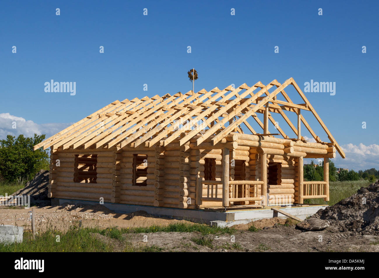 new wooden house built from logs Stock Photo - Alamy