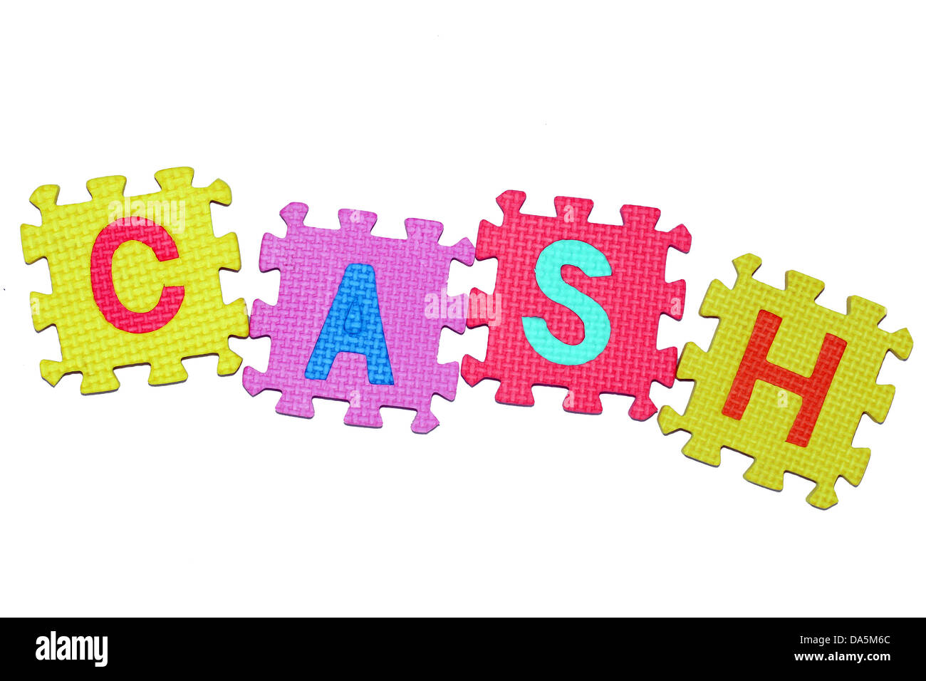 Word Cash, from letter puzzle, isolated on white background Stock Photo ...