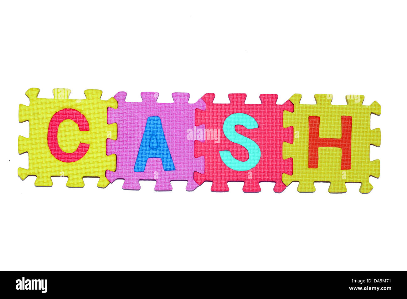 Word Cash, from letter puzzle, isolated on white background Stock Photo ...