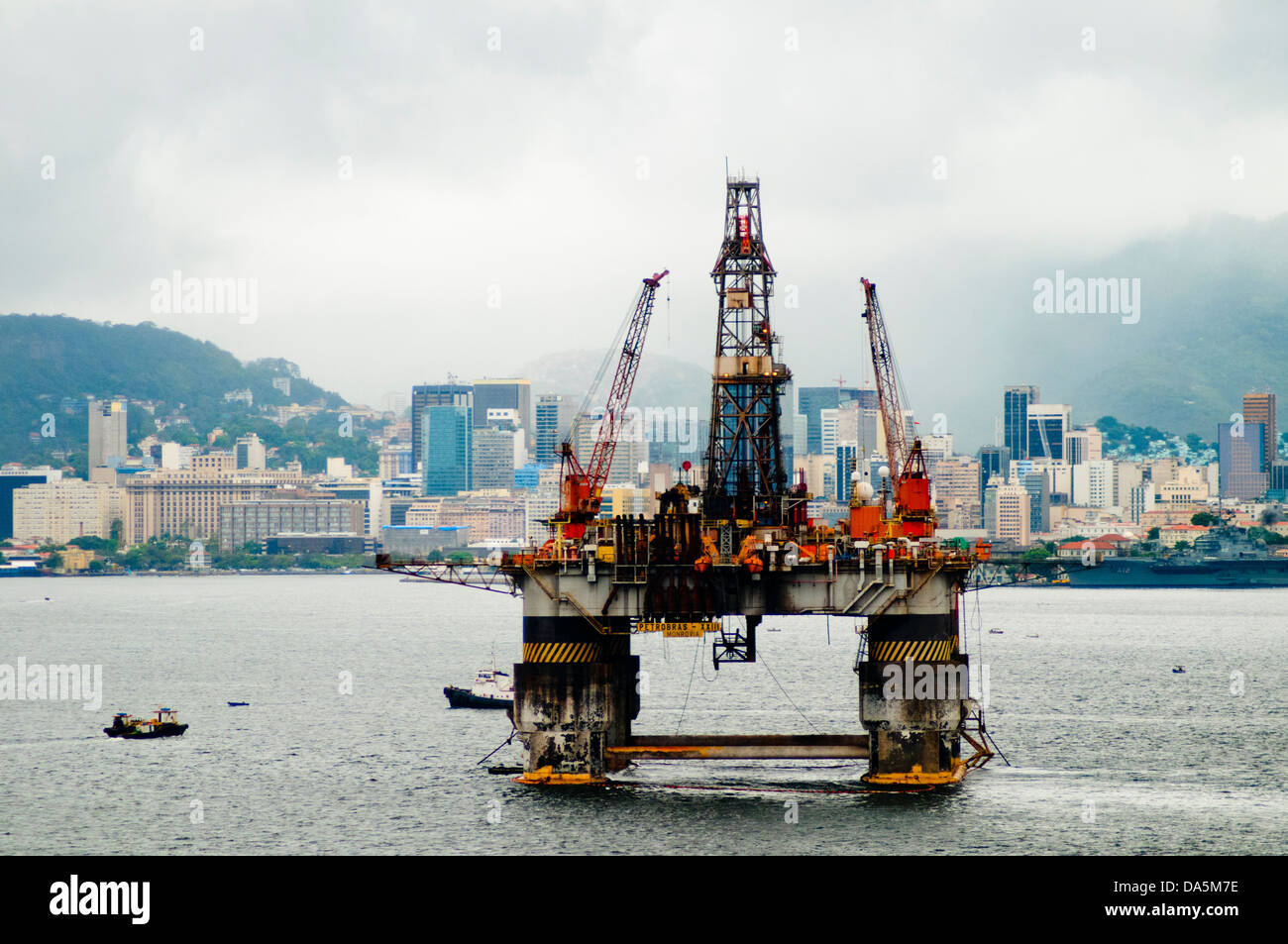 offshore oil rig anchored at Guanabara Bay, Rio de Janeiro, Brazil ...