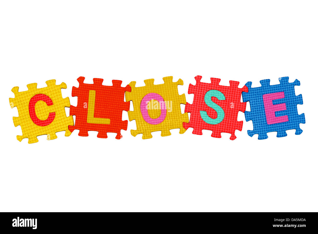 Word Close, from letter puzzle, isolated on white background Stock ...