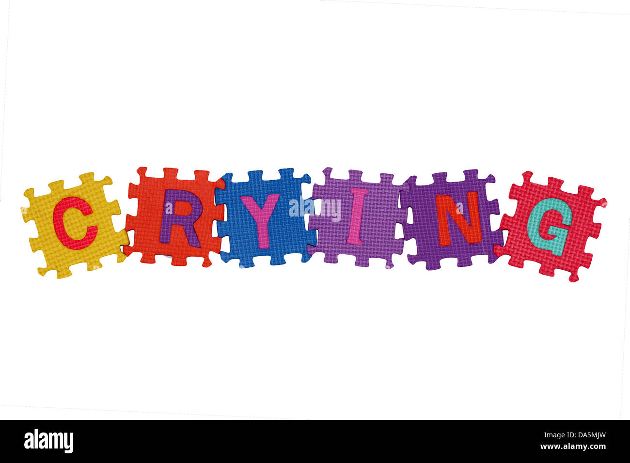 Word Crying from letter puzzle, isolated on white background Stock ...