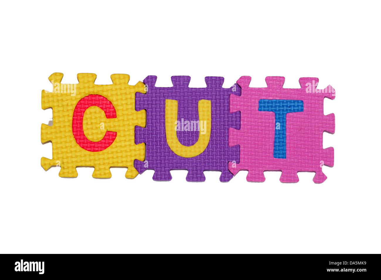 Word Cut, from letter puzzle, isolated on white background Stock Photo ...