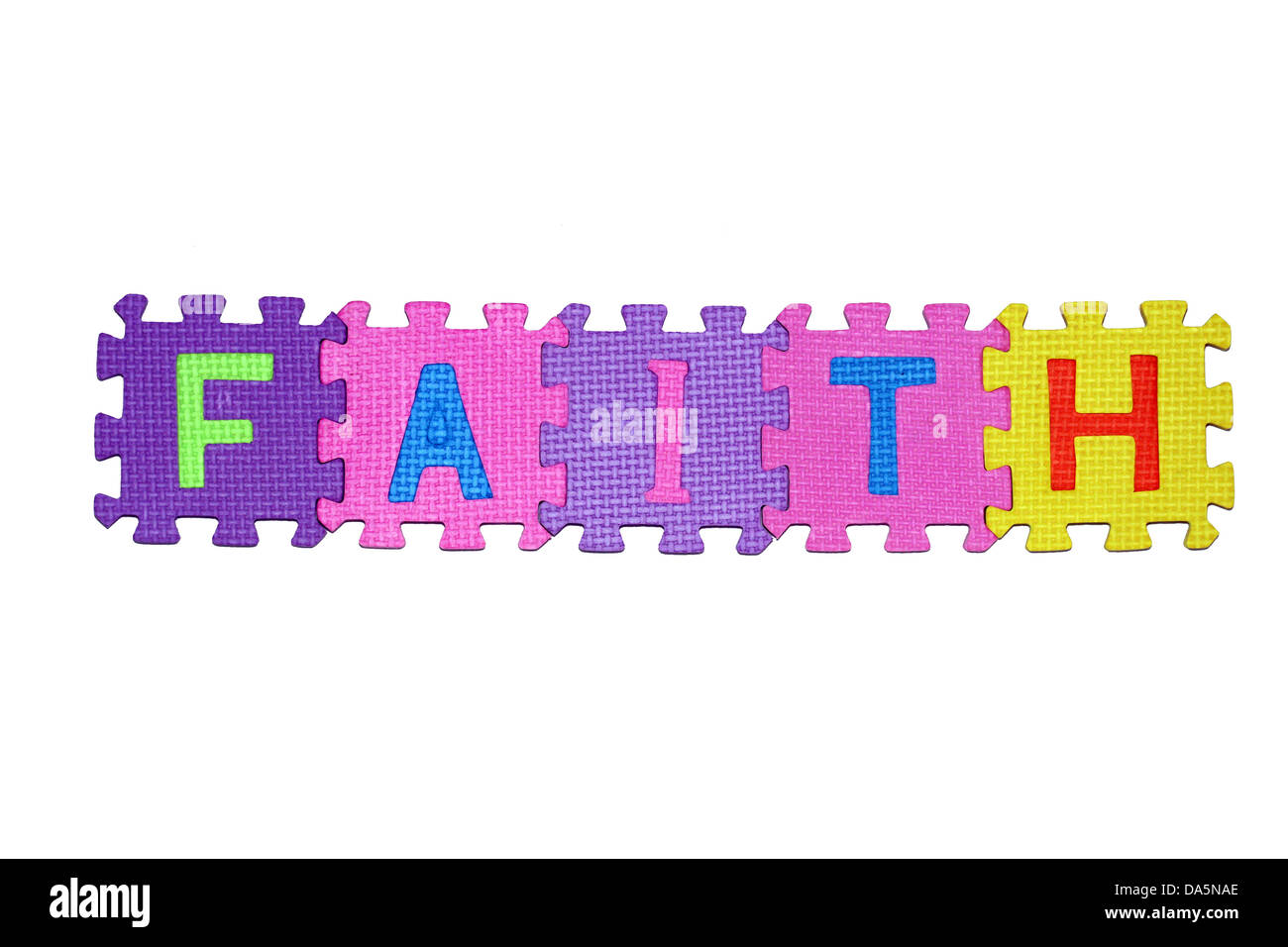 Word Faith from letter puzzle, isolated on white Stock Photo - Alamy