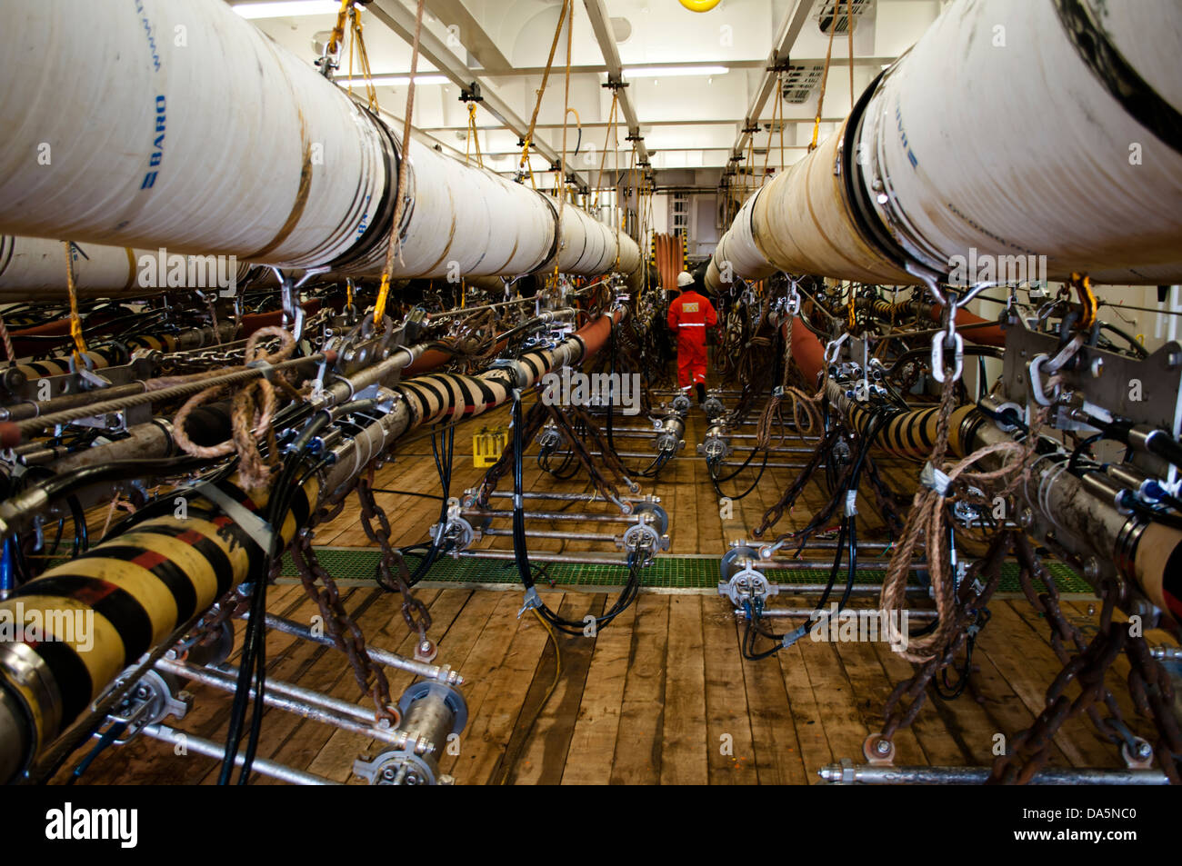 Gun deck of seismic vessel Ocean Europe from RXT company Stock Photo ...