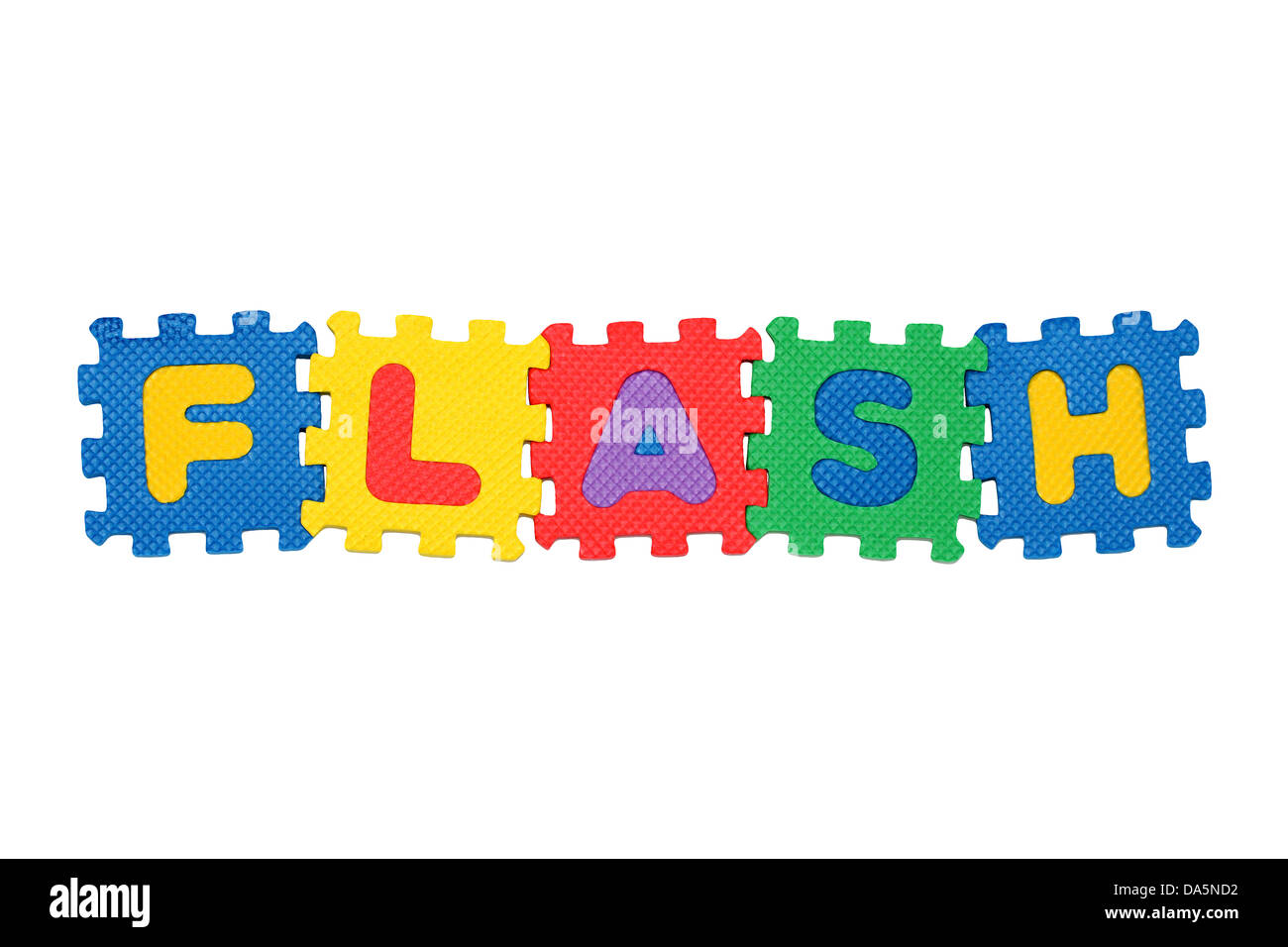 Word Flash from letter puzzle, isolated on white Stock Photo - Alamy