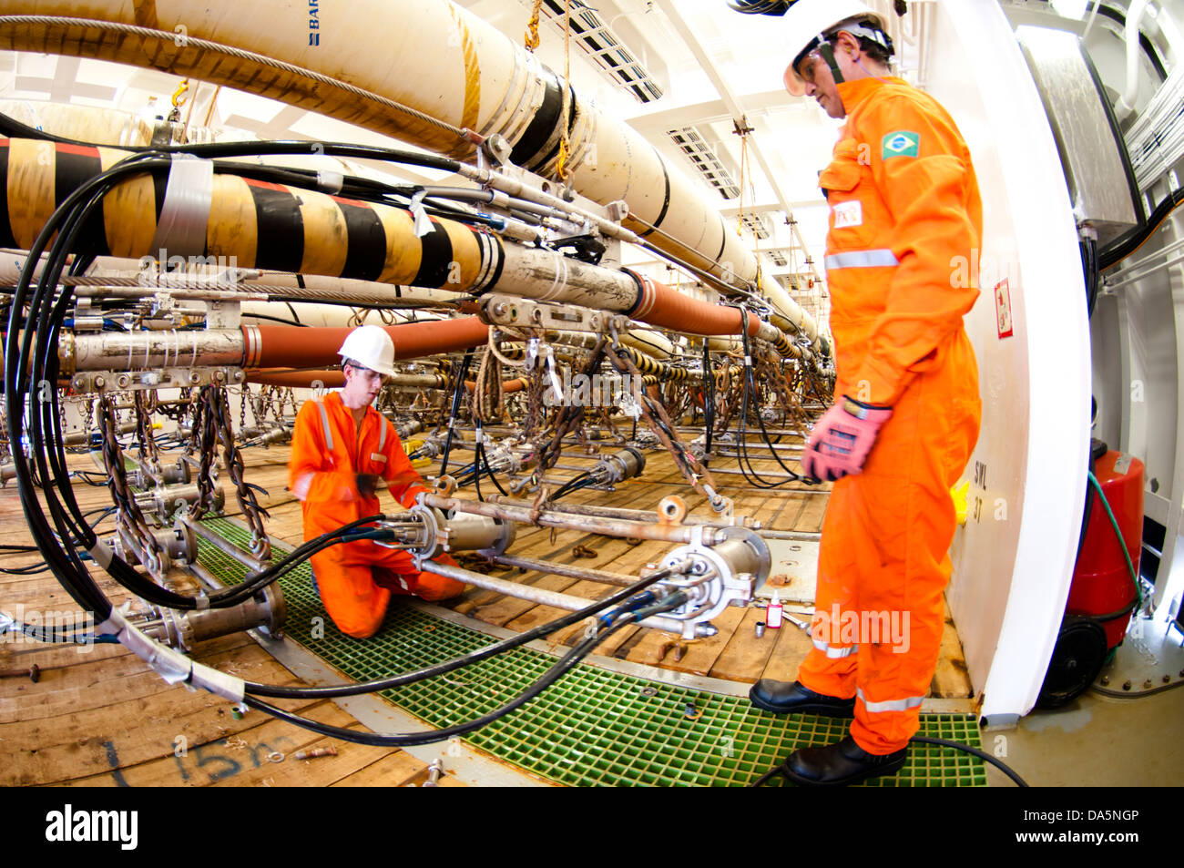 Gun deck of seismic vessel Ocean Europe from RXT company Stock Photo ...