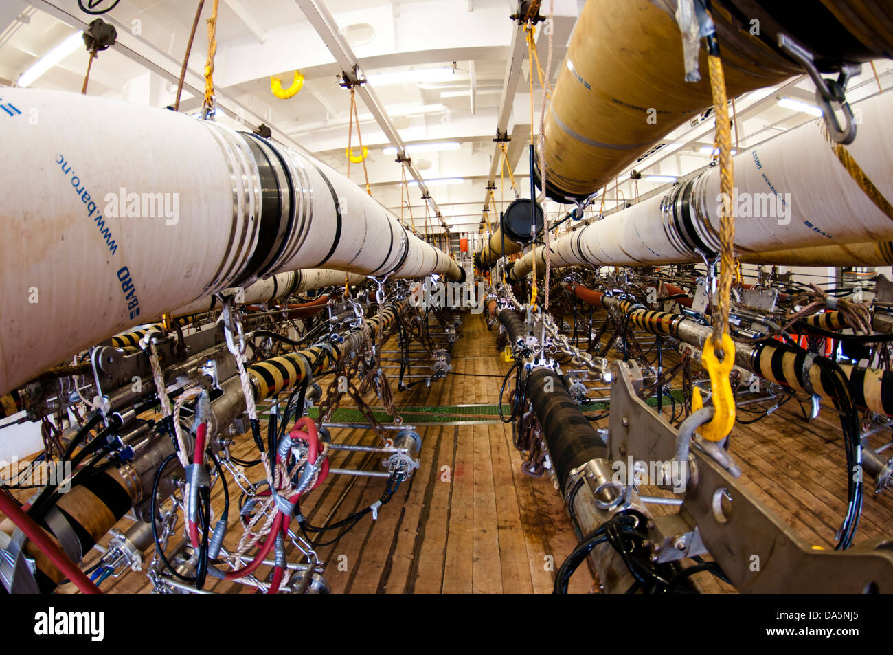Gun deck of seismic vessel Ocean Europe from RXT company Stock Photo ...