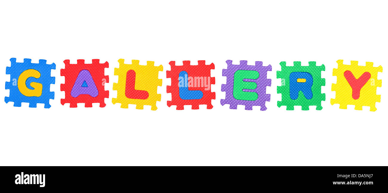 Word Gallery from letter puzzle, isolated on white background Stock ...