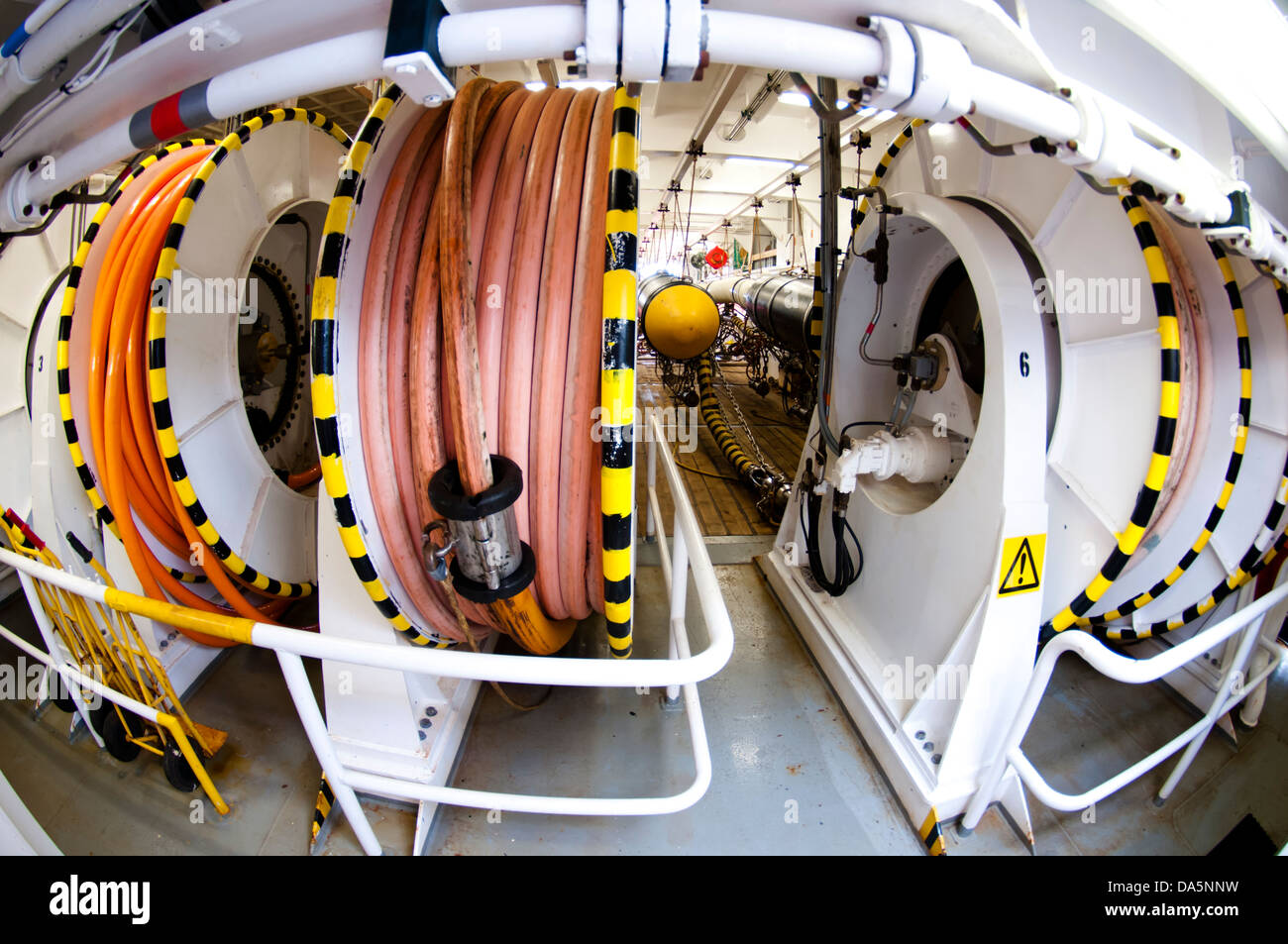 Gun deck of seismic vessel Ocean Europe from RXT company Stock Photo ...
