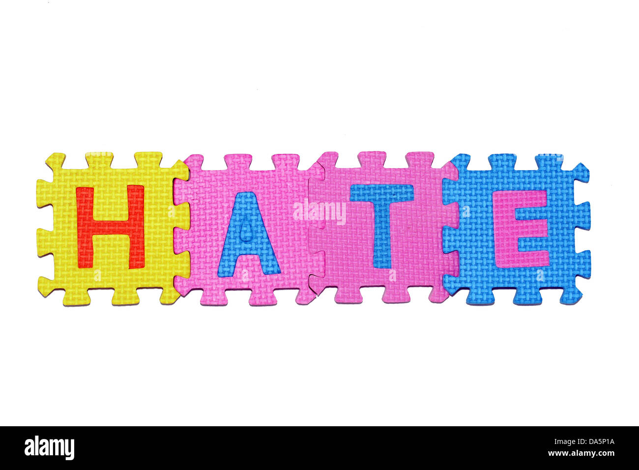 Word Hate from letter puzzle, isolated on white background Stock Photo ...