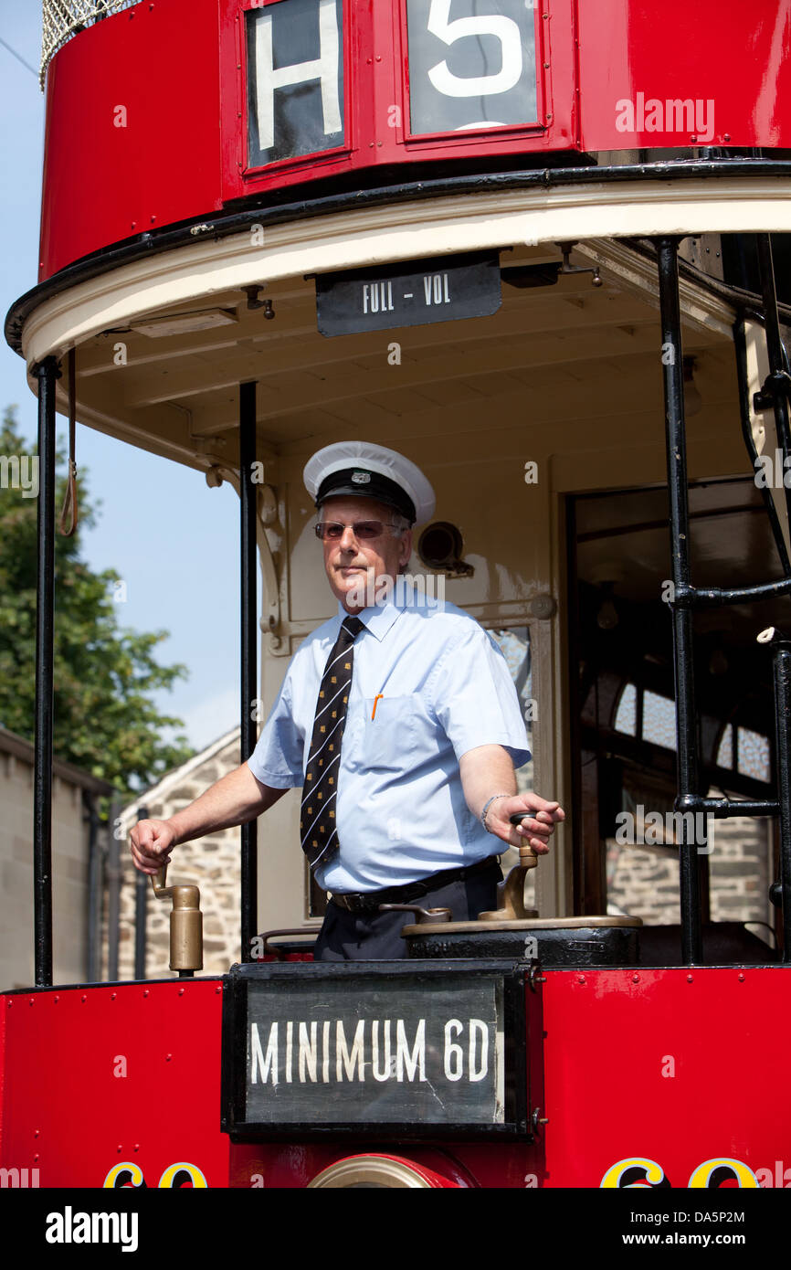 Trams drivers and passengers at the National Tramway museum, crich ...