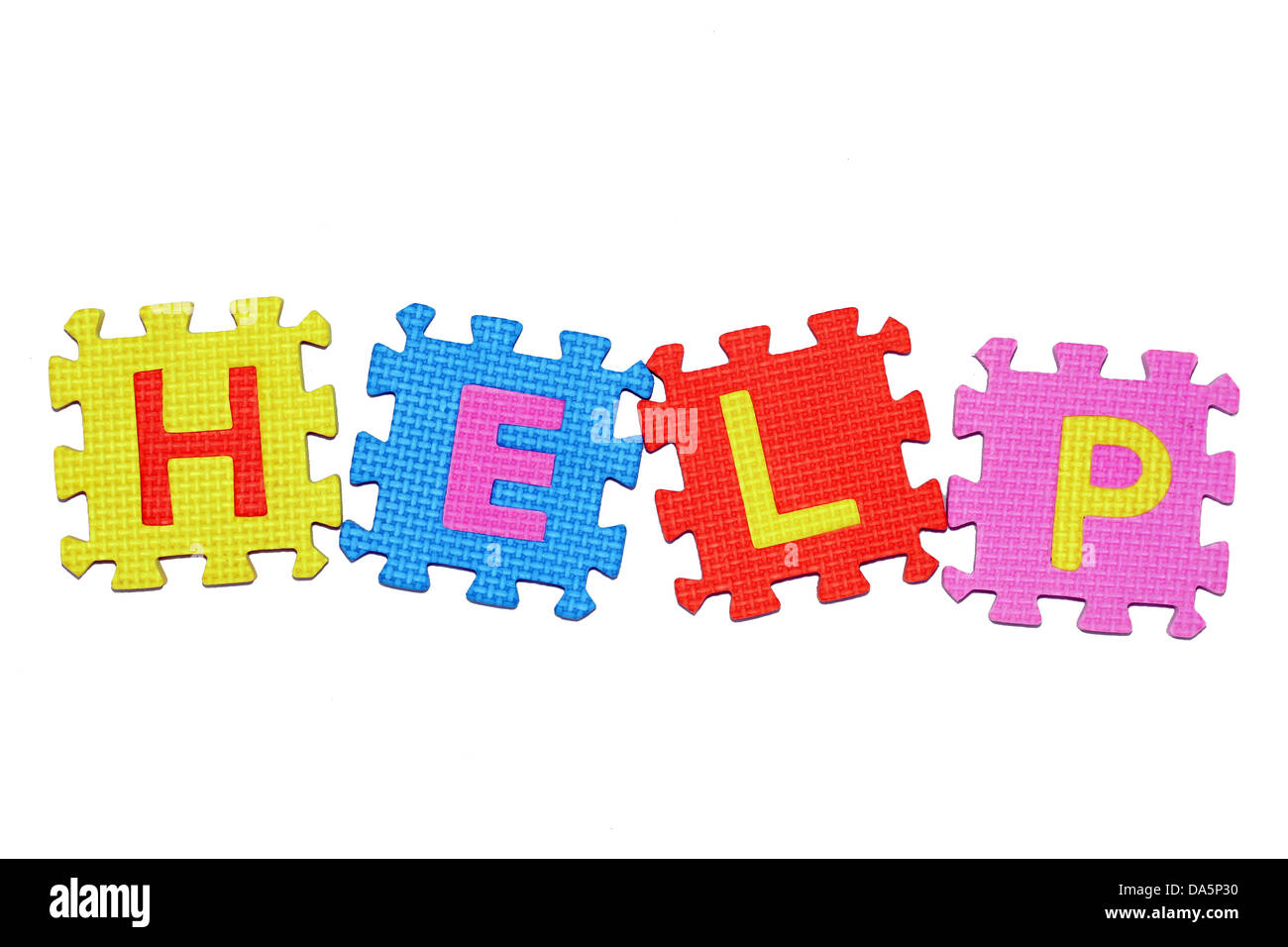 Word Help from letter puzzle, isolated on white background Stock Photo ...