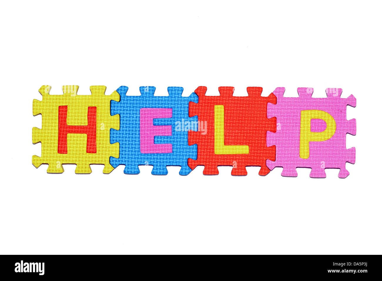 Word Help from letter puzzle, isolated on white background Stock Photo ...