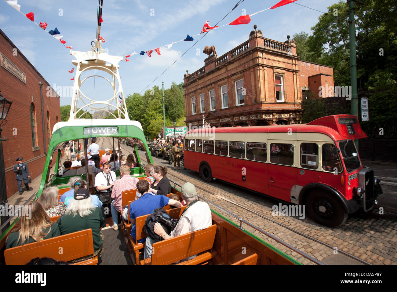Trams drivers and passengers at the National Tramway museum, crich ...