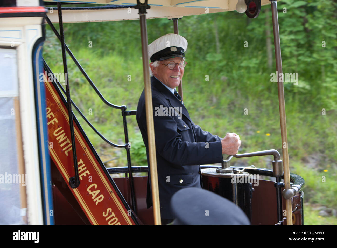 Trams drivers and passengers at the National Tramway museum, crich ...