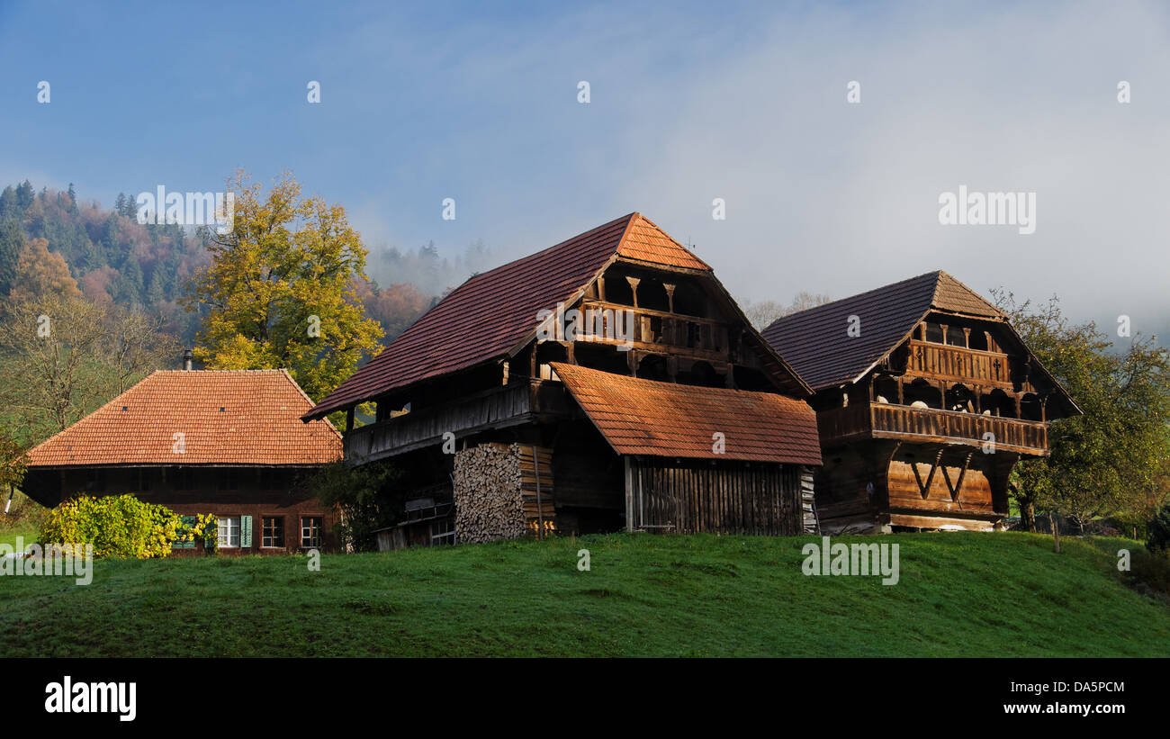 Farmhouse, farm, Emmental, house, home, court, yard, Hünigershus ...