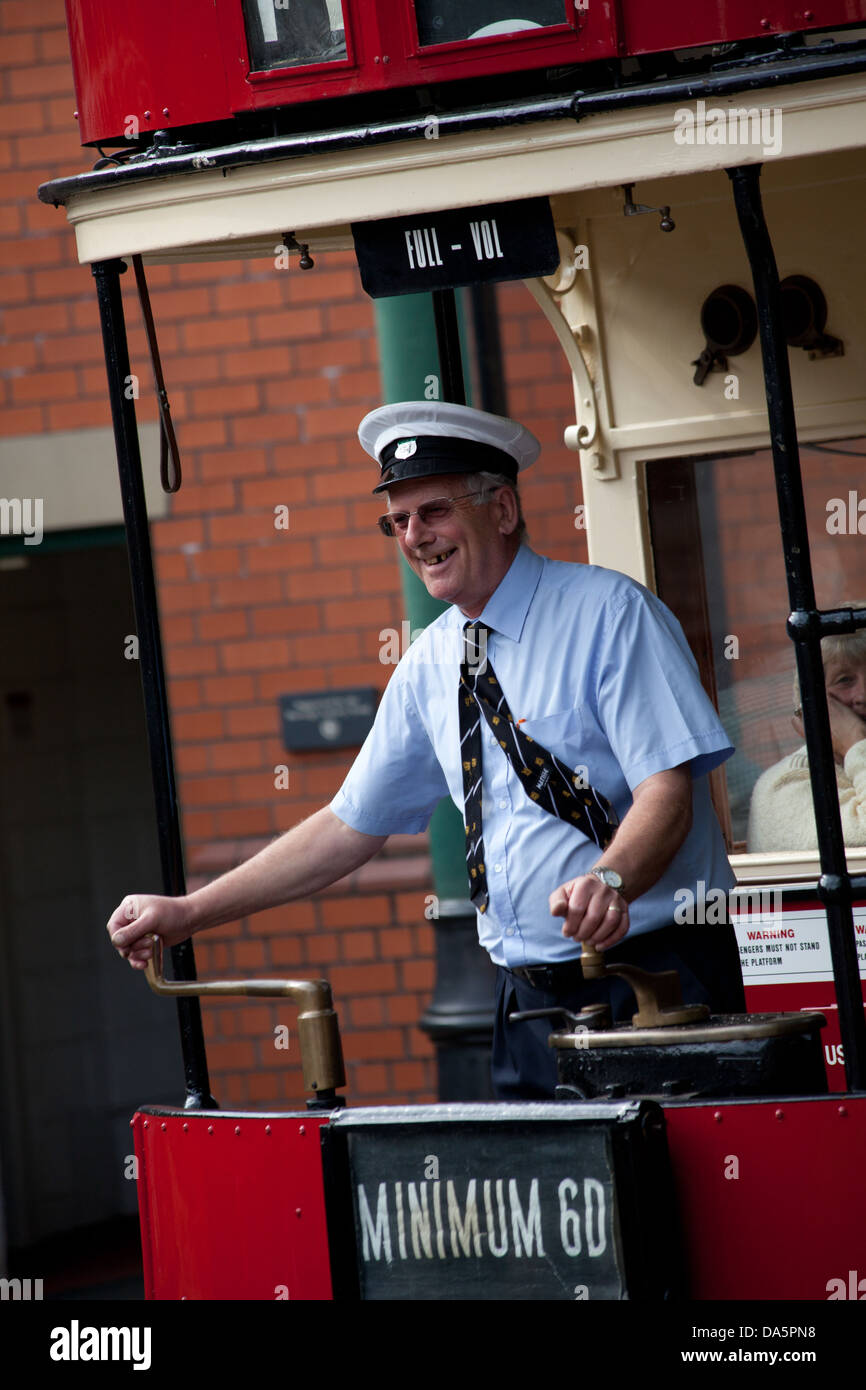 Trams drivers and passengers at the National Tramway museum, crich ...