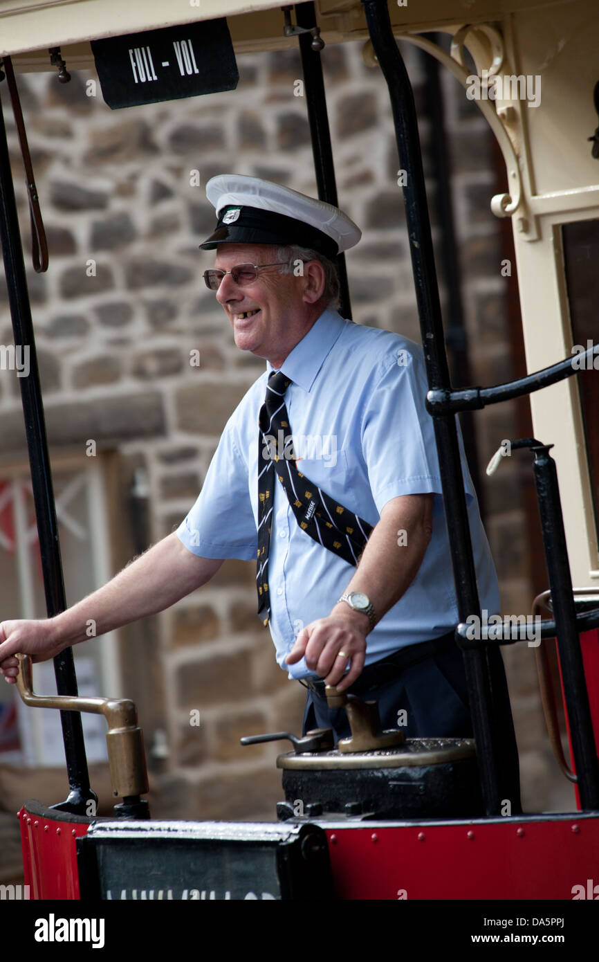 Trams drivers and passengers at the National Tramway museum, crich ...