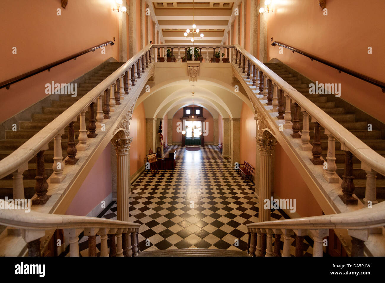 A hallway inside the Ohio State Capitol Building in Columbus, Ohio, USA ...