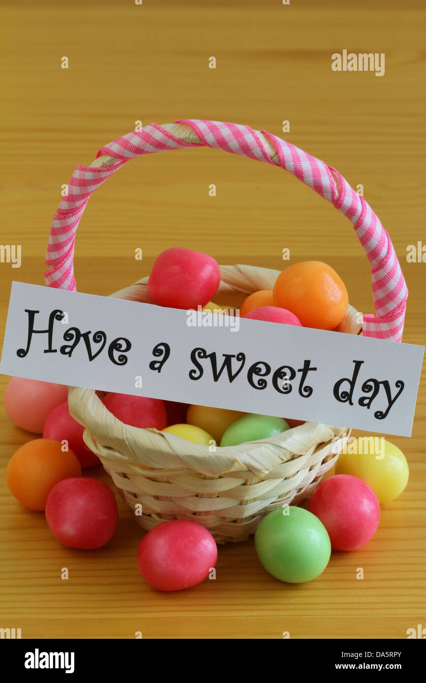 Have a sweet day note and colorful candy Stock Photo - Alamy