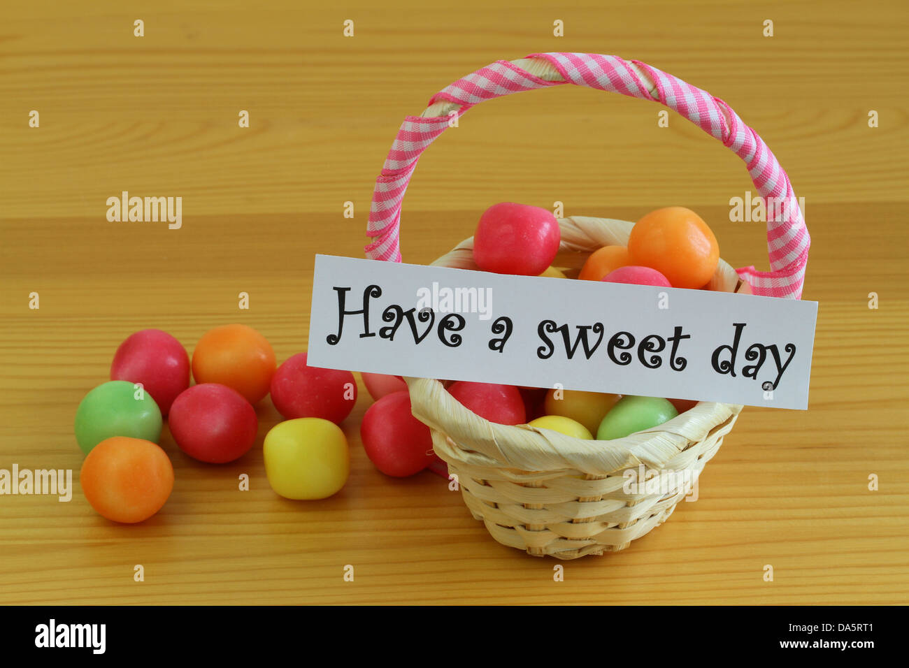 Have a sweet day note and colorful candy Stock Photo - Alamy