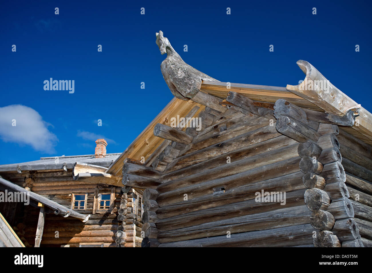 Old Russian northen log house with skate Stock Photo - Alamy