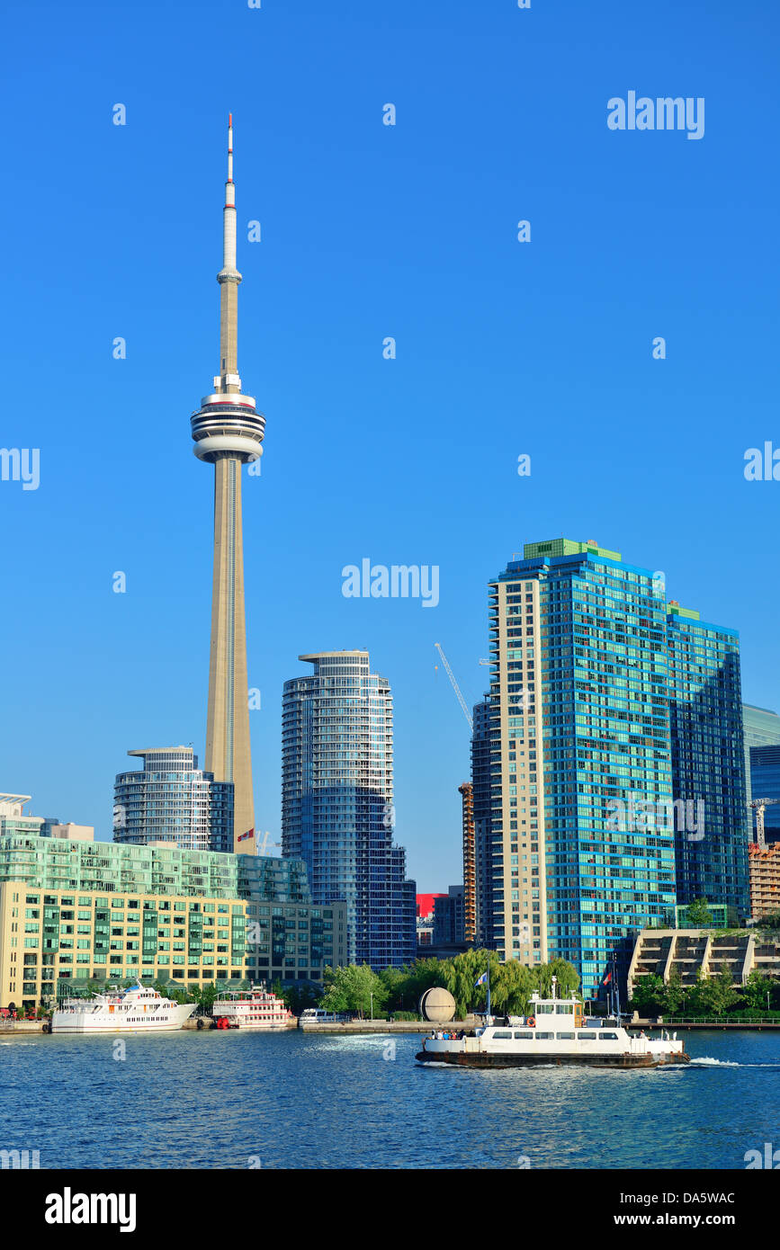 Toronto skyline panorama over lake with urban architecture Stock Photo ...