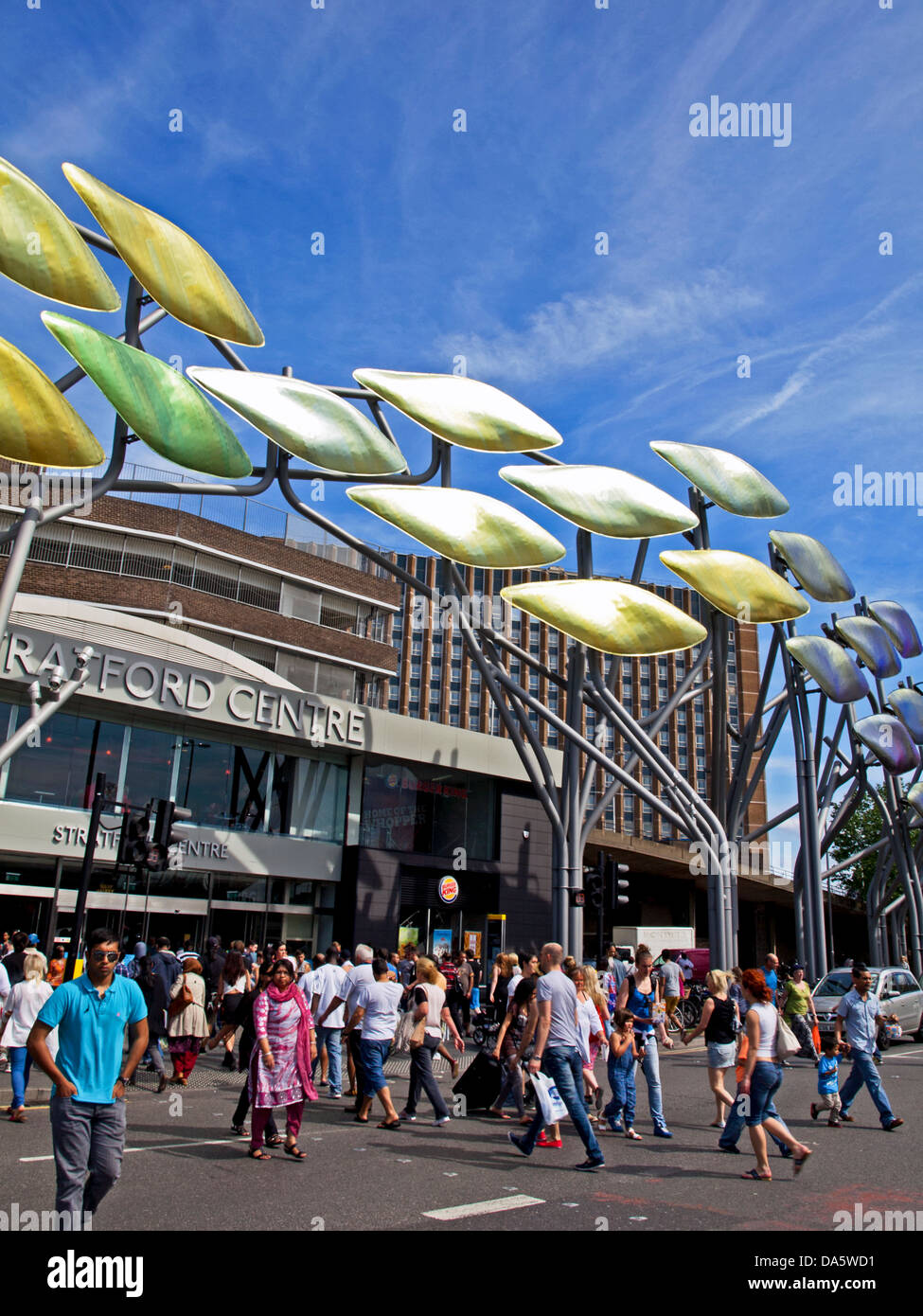 View of the Stratford Shoal sculpture at the entrance of Stratford ...