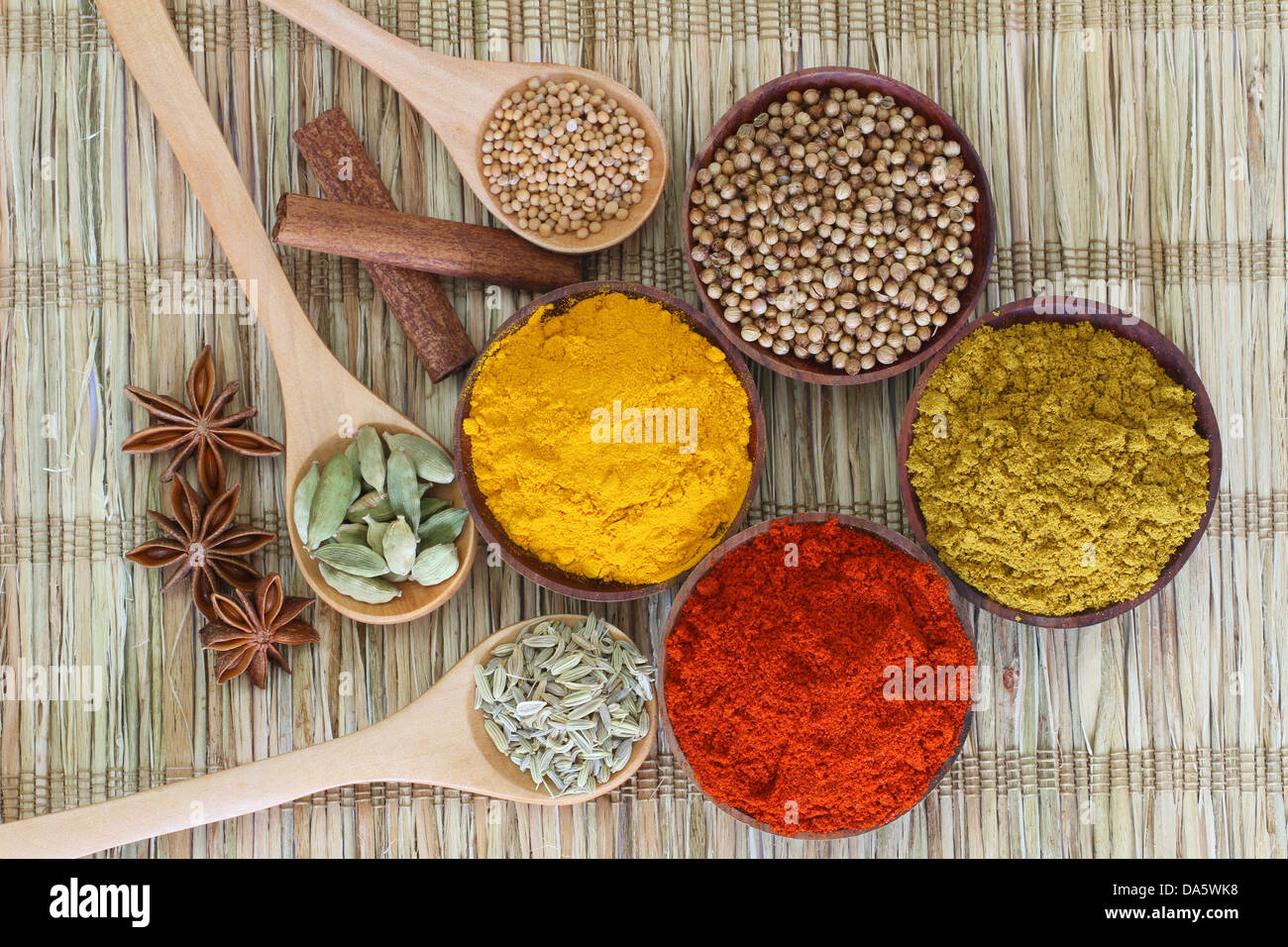 Selection of Indian spices Stock Photo - Alamy