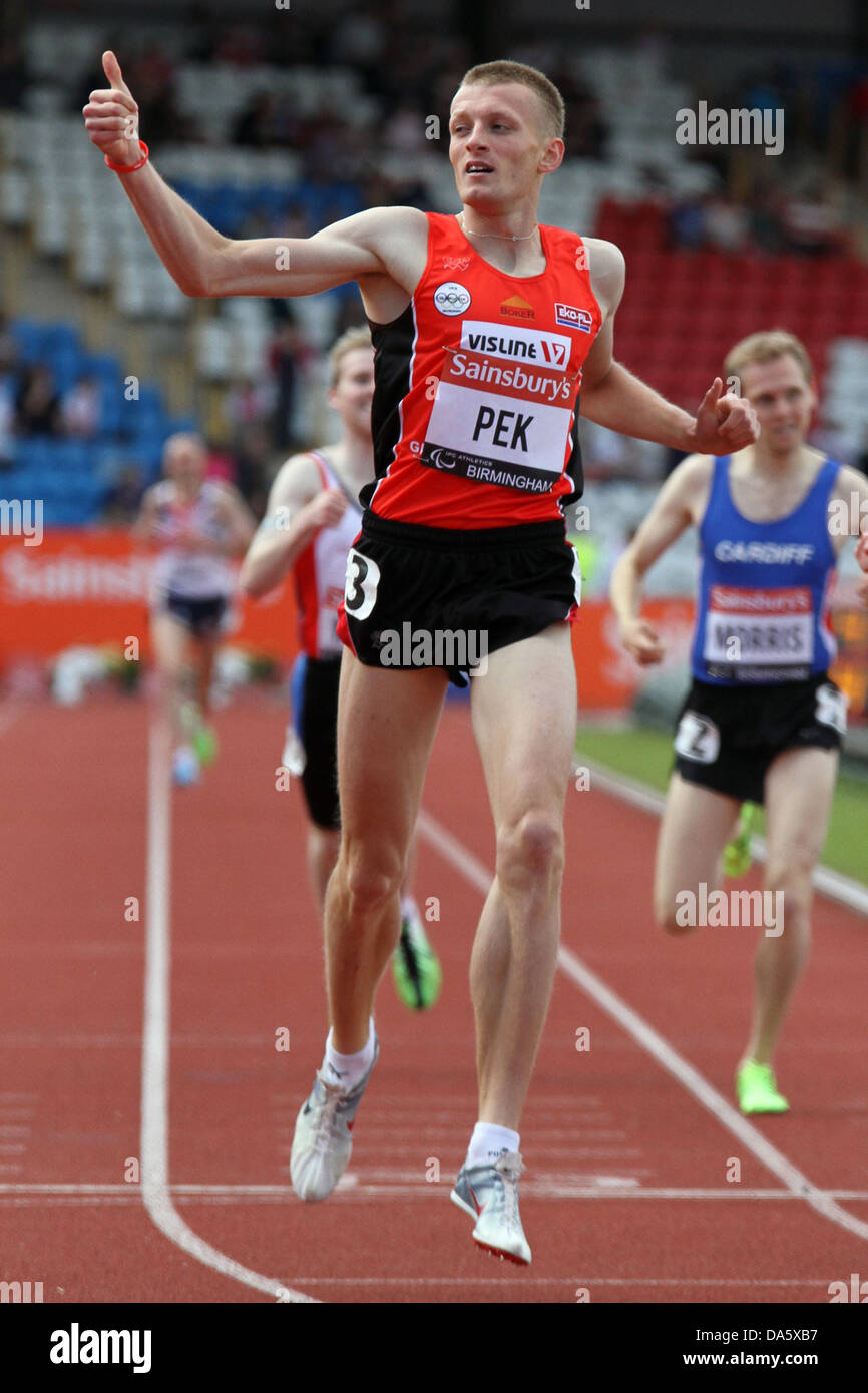 Daniel Pek (Poland) celebrates winning the mens T20 1500 metres at the ...