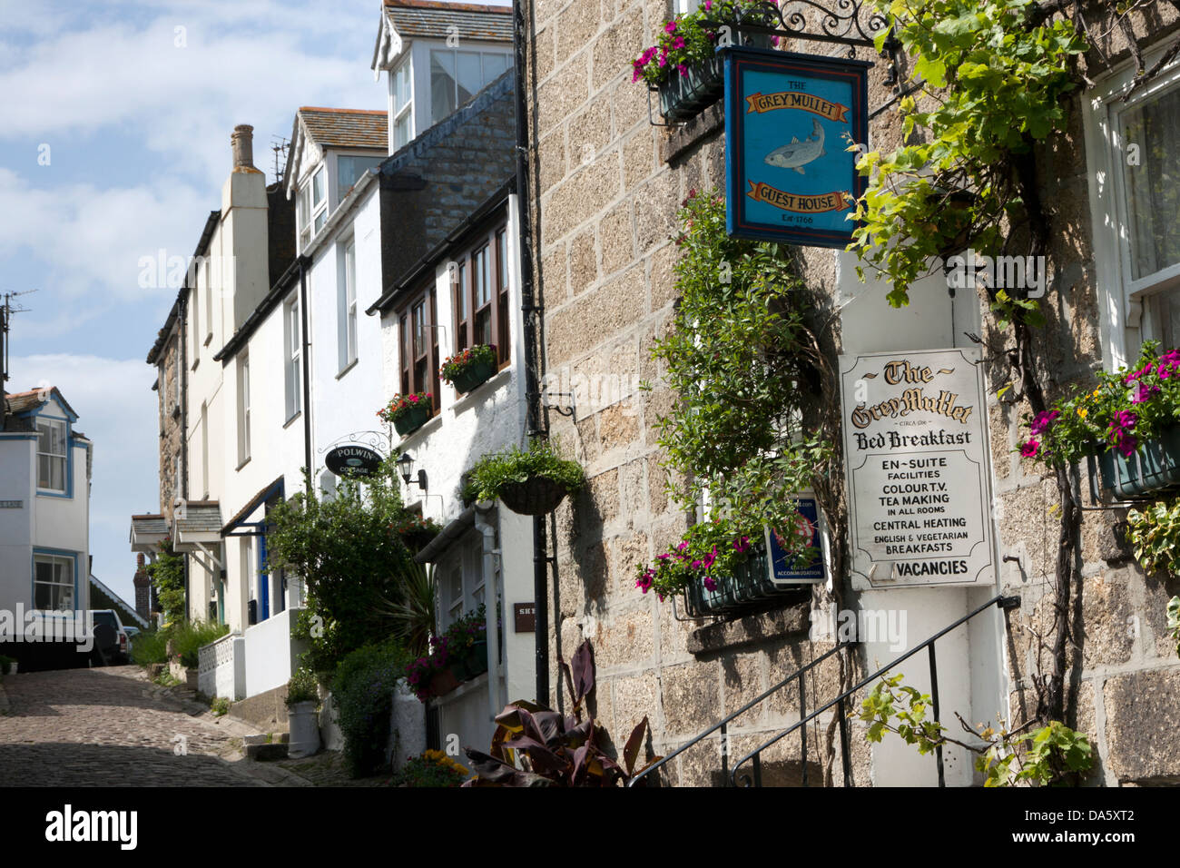 Cobbled street in St Ives Cornwall Stock Photo - Alamy