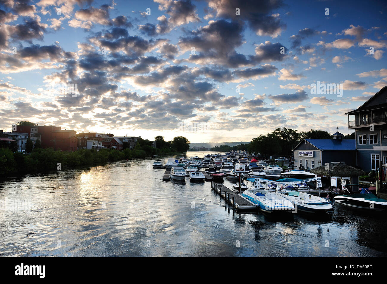 Canada, Clouds, Eastern Townships, Magog, Quebec, boats, dock ...