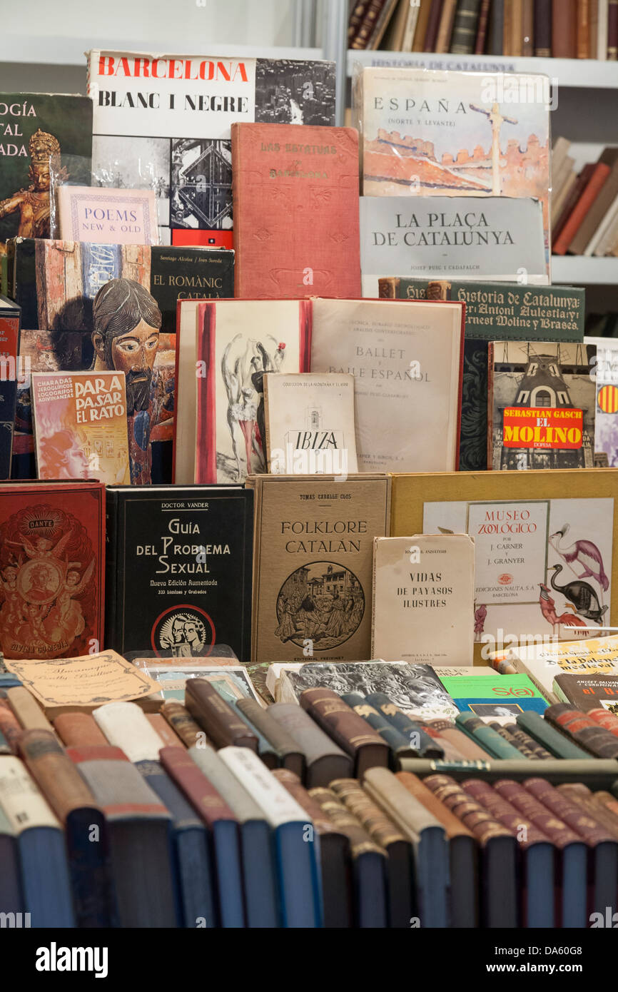 Used books for sale at a kiosk on the Passeig de Gràcia - Eixample ...