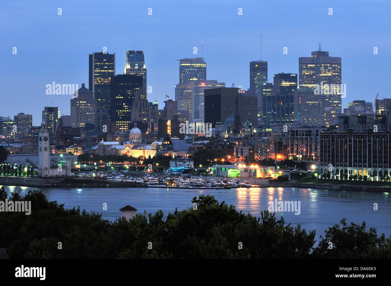 Canada, Montreal, Quebec, boats, buildings, cityscape, dark, dock, dusk ...