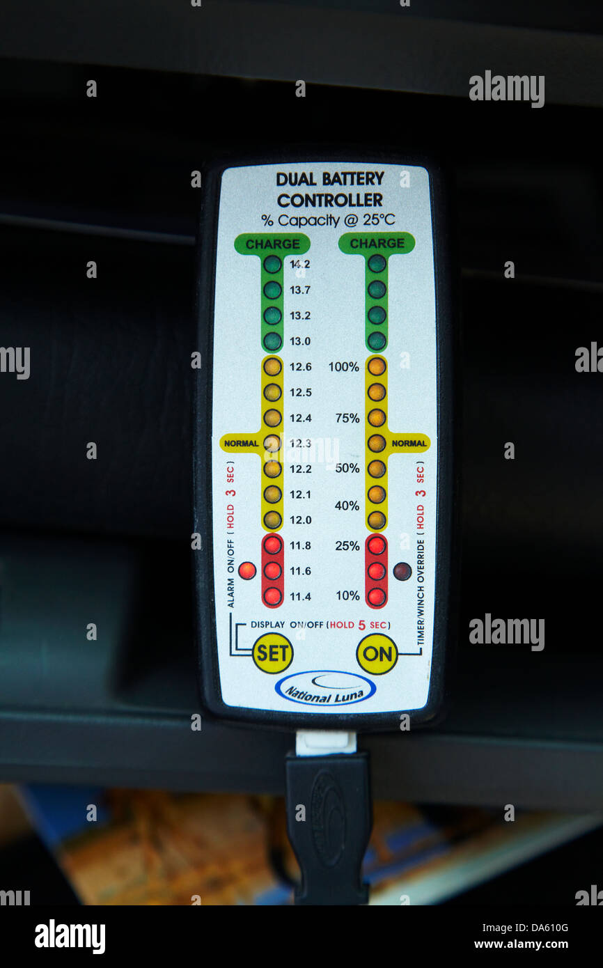 Dual battery controller on 4x4 camper, Africa Stock Photo - Alamy
